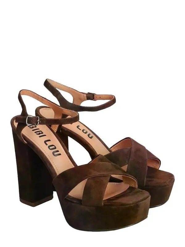 BIBI LOU Suede Platform Sandals - Brown