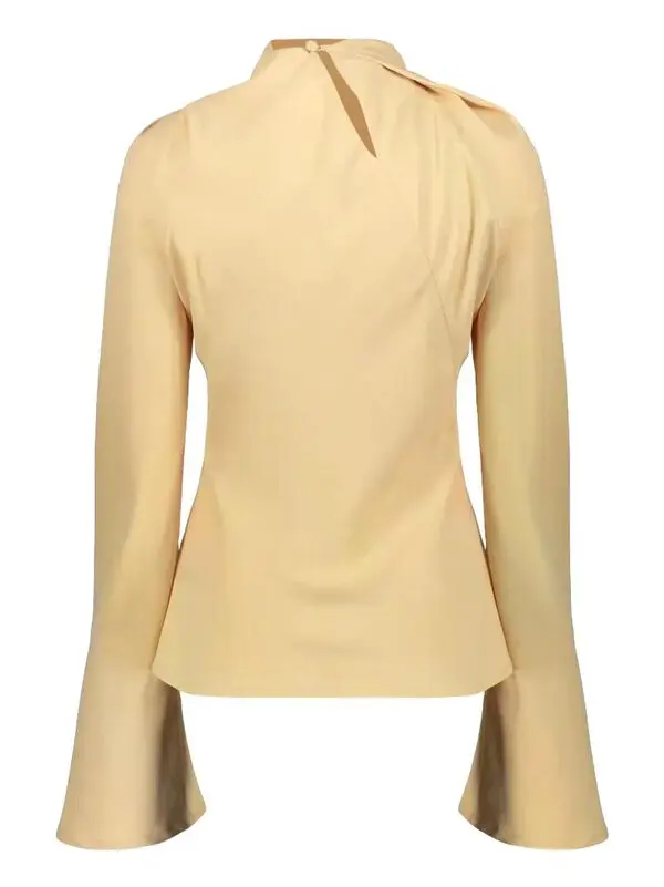 ELLERY Knotted-neck Flared-sleeve Top - Neutrals