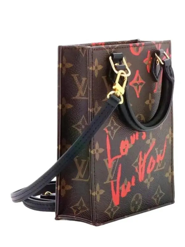 LOUIS VUITTON Petit Sac Plat Bag Limited Edition Fall In Love Monogram Canvas Tote Bag - Brown
