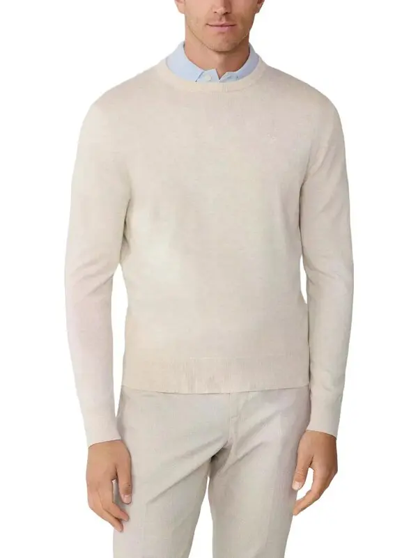 HACKETT LONDON Embroidered-logo Crew-neck Sweater - Neutrals