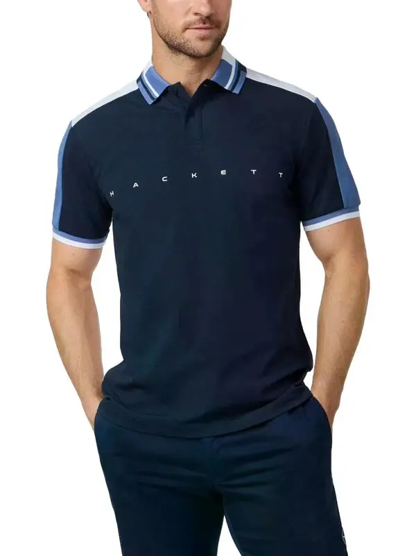 HACKETT  Short-sleeve Logo-print Cotton Polo Shirt - Blue