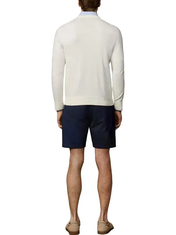 HACKETT LONDON V-neck Embroidered-logo Sweater - Neutrals