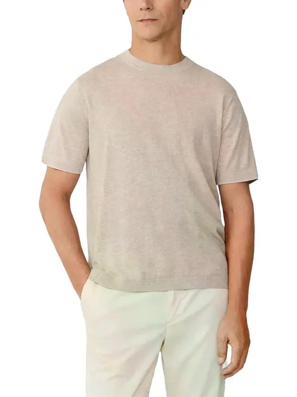 HACKETT LONDON Cotton-linen Knit T-shirt - Neutrals