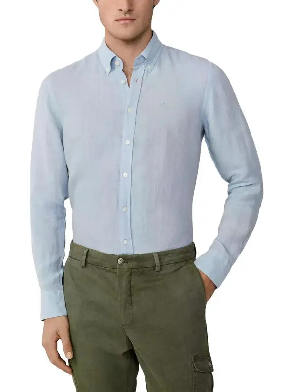 HACKETT LONDON Brompton Button-down Linen Shirt - Blue