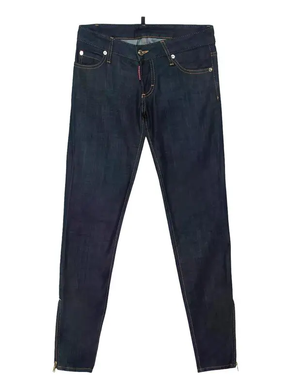 Dsquared2 Indigo Crystal Embellished Zip Detail Jeans - Blue