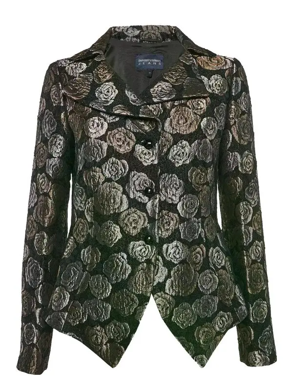 Emporio Armani Floral-jacquard Blazer - Black