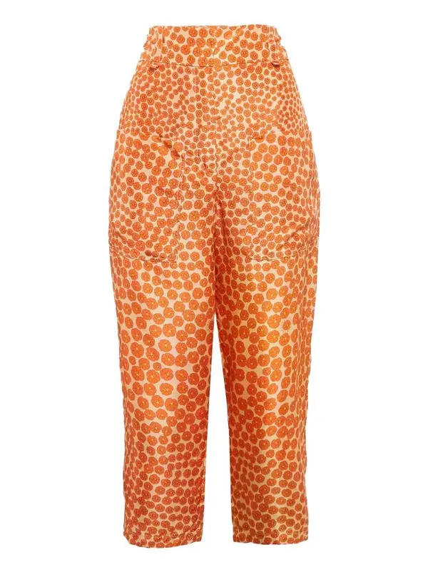 Stella McCartney Floral Print Silk High Waisted Trousers - Orange