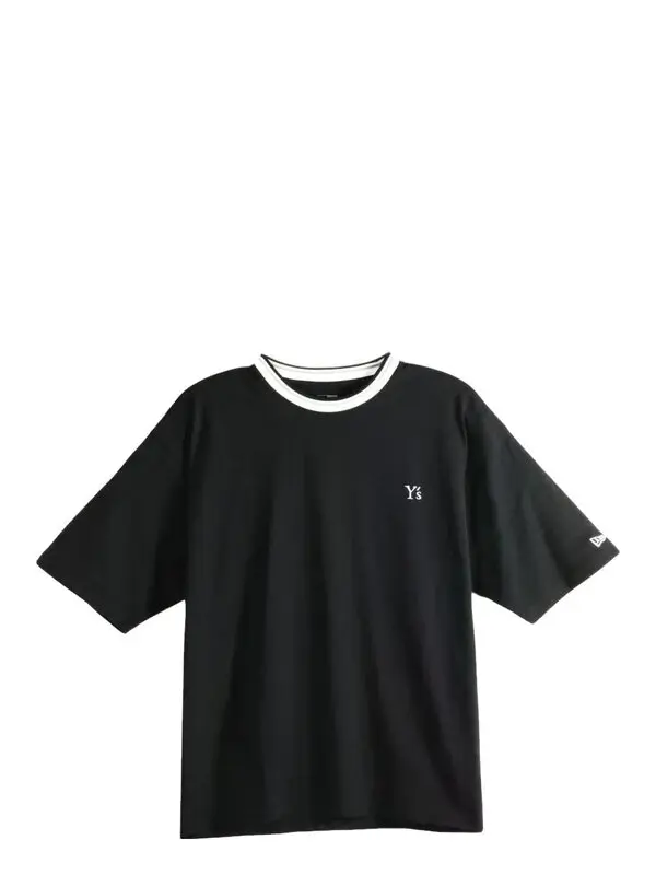 Y’s Embroidered Logo T-shirt With Striped Trim - Black