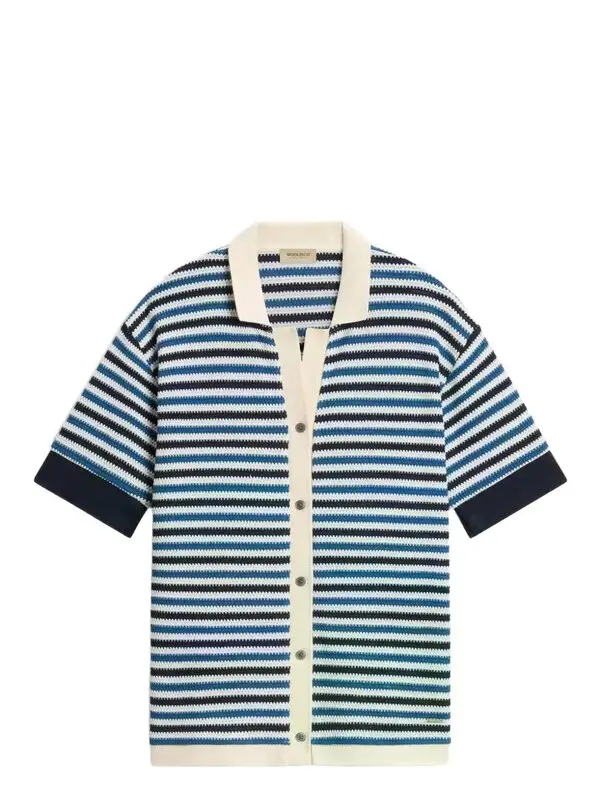 Woolrich Striped Crochet-effect Shirt - Blue