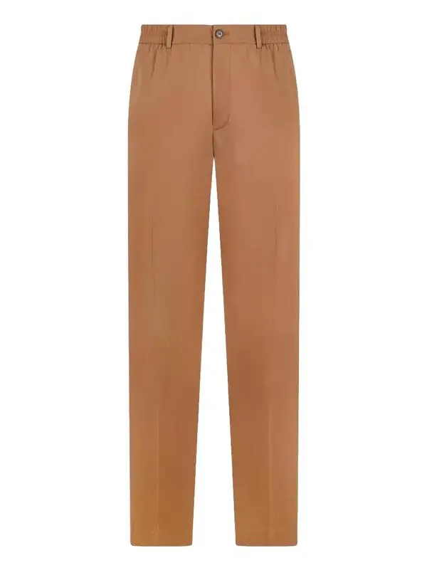 SLOWEAR Elasticated-waistband Button-flap Trousers - Brown