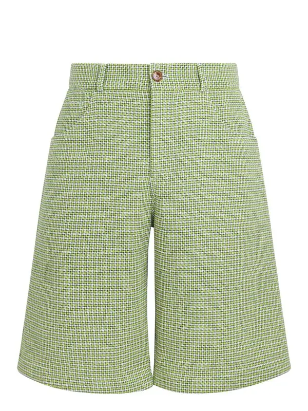 Séfr Houndstooth Nasedo Shorts - Green