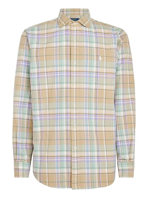 Polo Ralph Lauren Cotton Check Polo Pony Shirt - Beige