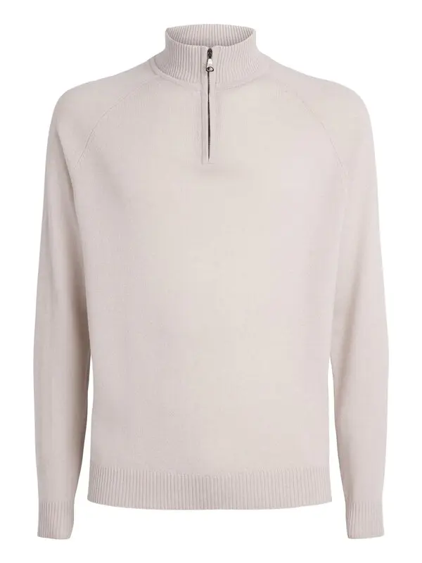 Derek Rose Finley Quarter-zip Cashmere Sweater - Neutral