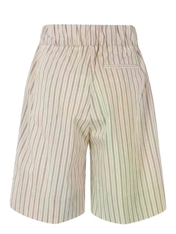 MYTHS Striped Elasticated-waist Mini Shorts - Neutrals