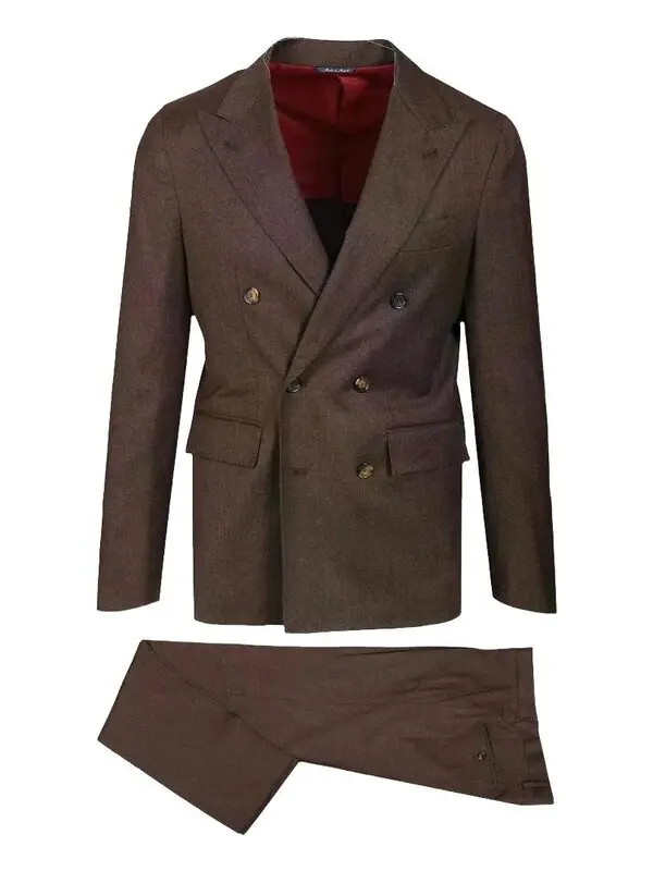 Al Duca D'aosta Double-breasted Flannel Suit - Brown