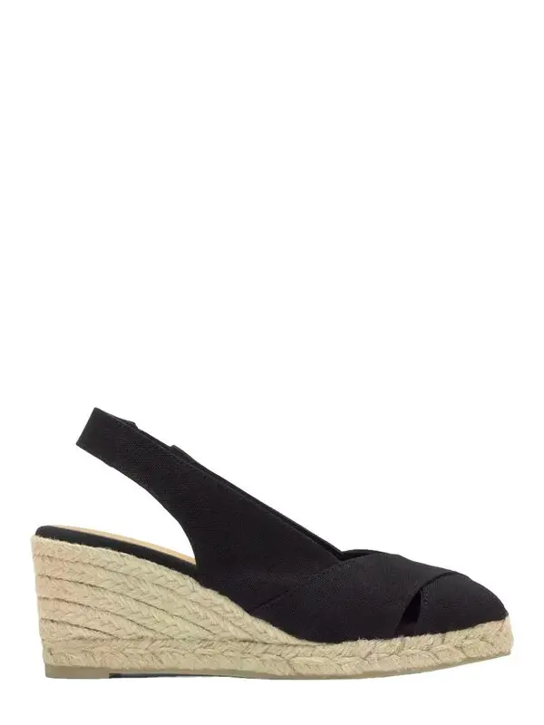 CastaÑer Diana Peep-toe Slingback Espadrilles - Black