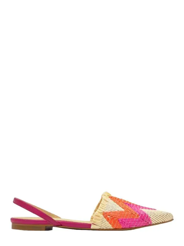 CastaÑer Berta Zigzag Raffia Slingback Flats - Neutrals