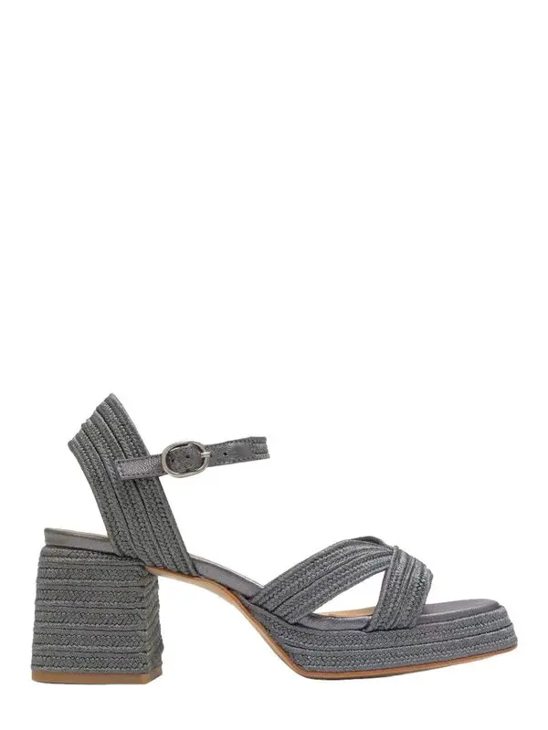 CastaÑer Metallic Braided Platform Sandals - Grey