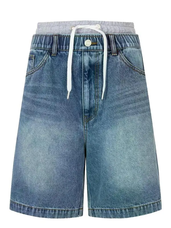 STUDIO TOMBOY Layered Detail Denim Shorts - Blue