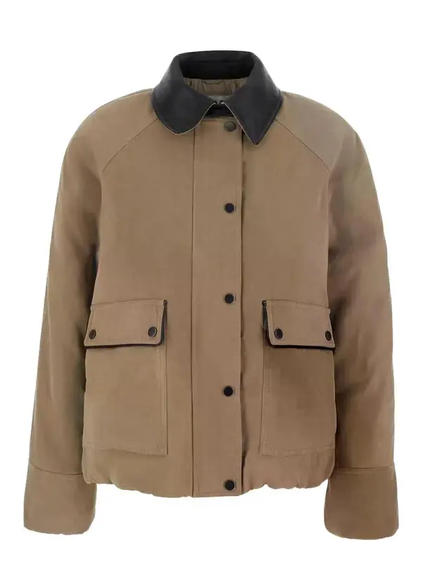 Brunello Cucinelli Leather-trimmed Panel Jacket - Neutrals