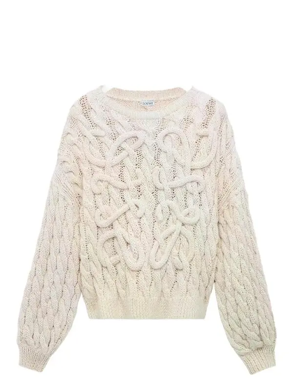 Loewe Anagram Cable Knit Sweater - Neutrals