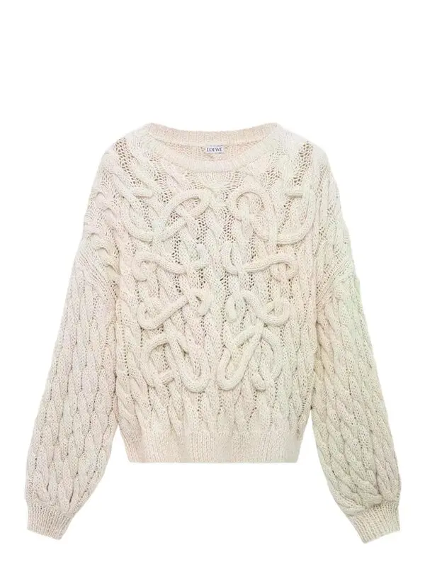 Loewe Anagram Cable Knit Sweater - Neutrals