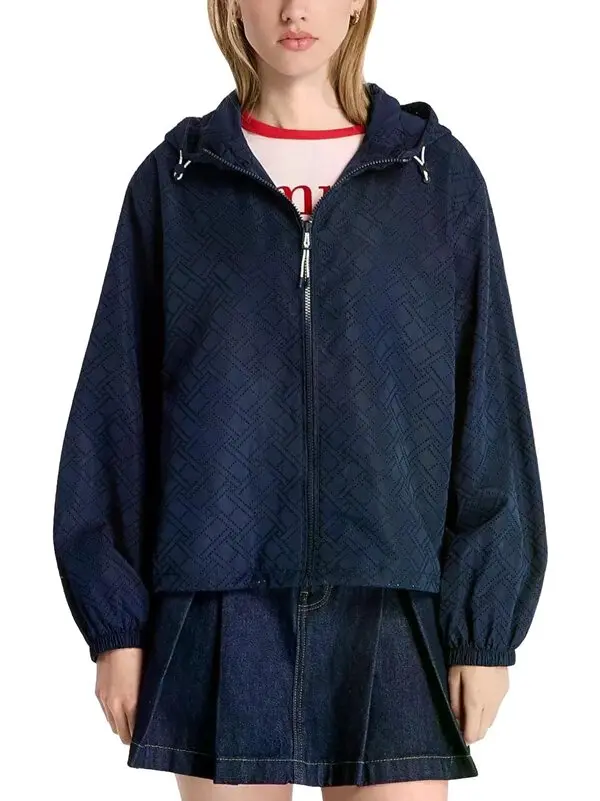 Tommy Hilfiger Monogram-perforated Hooded Jacket - Blue