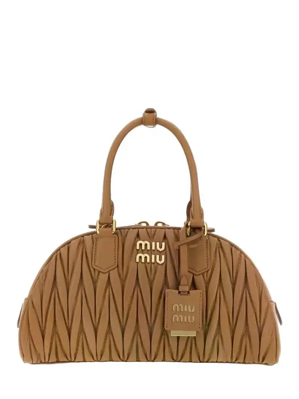 Miu Miu Arcadie Leather Tote Bag - Brown