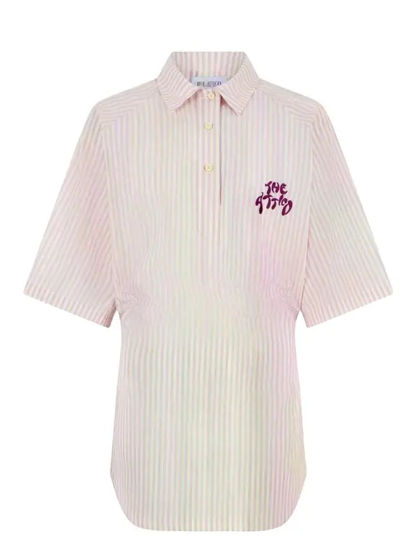 Attico Striped Logo-embroidered Mini Dress - Red