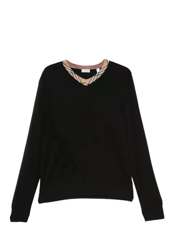 Burberry Check-trim V-neck Sweater - Black