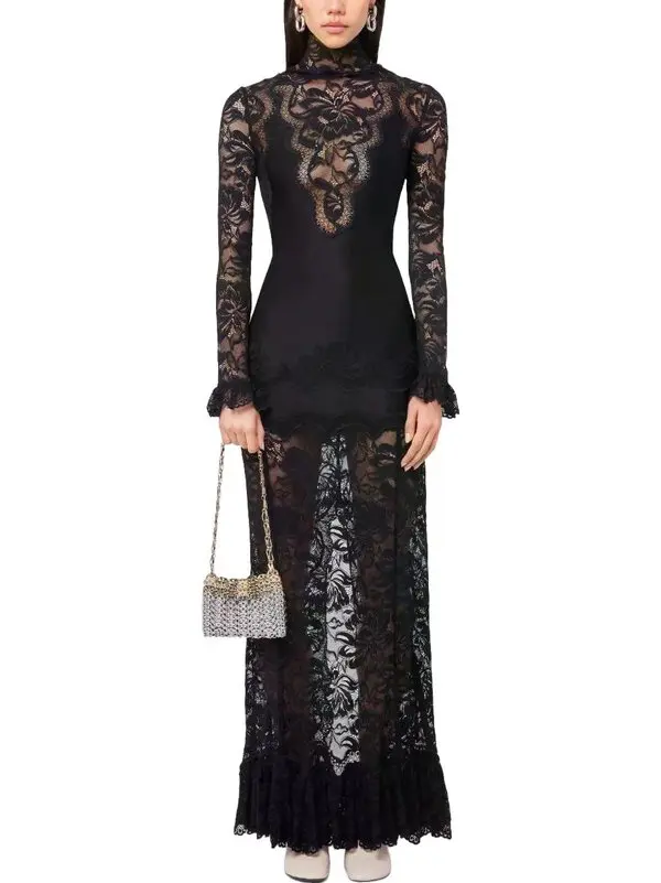 Rabanne Lace-panelled Maxi Dress - Black