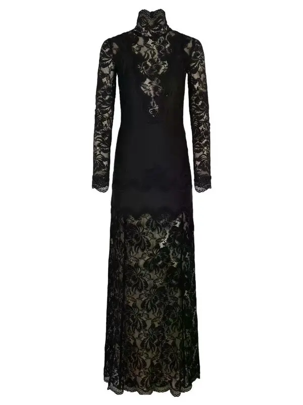 Rabanne Lace Panel Maxi Dress - Black