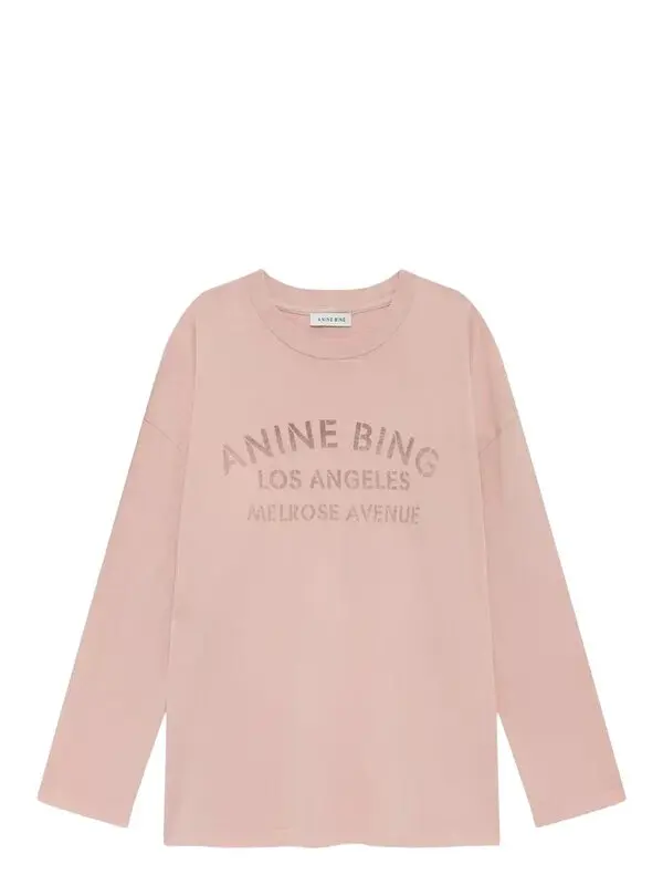 ANINE BING Ivan Long-sleeve Cotton T-shirt - Pink