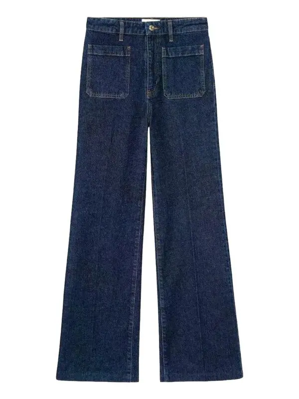 FRAME Flared Jeans With Contrast Topstitching - Blue