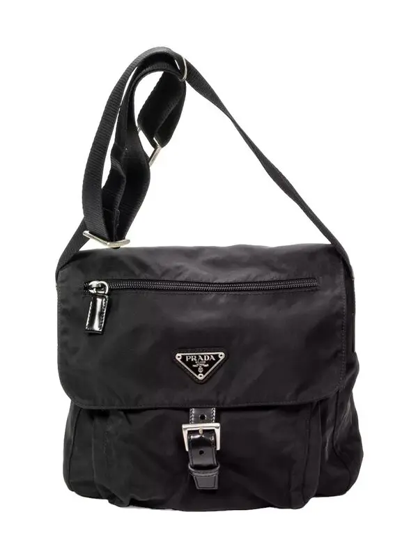 Prada Buckled Shoulder Bag - Black