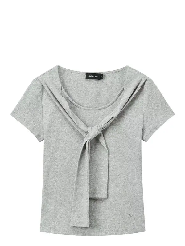 TOUT A COUP Tie-detail T-shirt - Grey