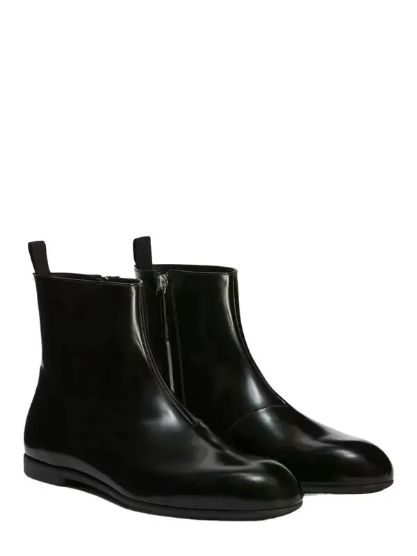 JIL SANDER Leather Ankle Boots - Black