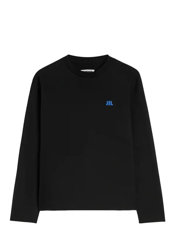 JIL SANDER Embroidered Logo Long Sleeve T-shirt - Black