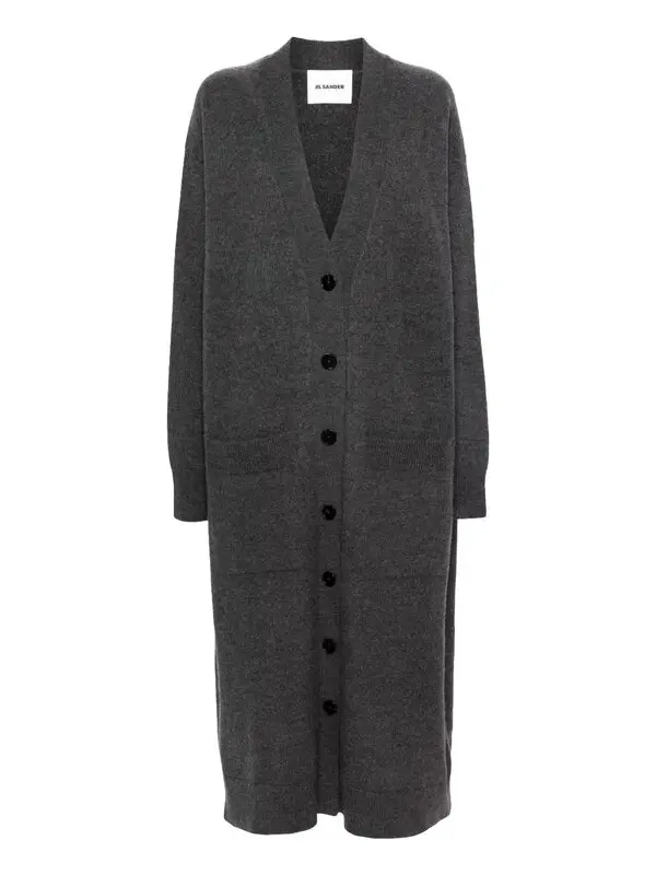 JIL SANDER V-neck Wool Cardigan - Grey