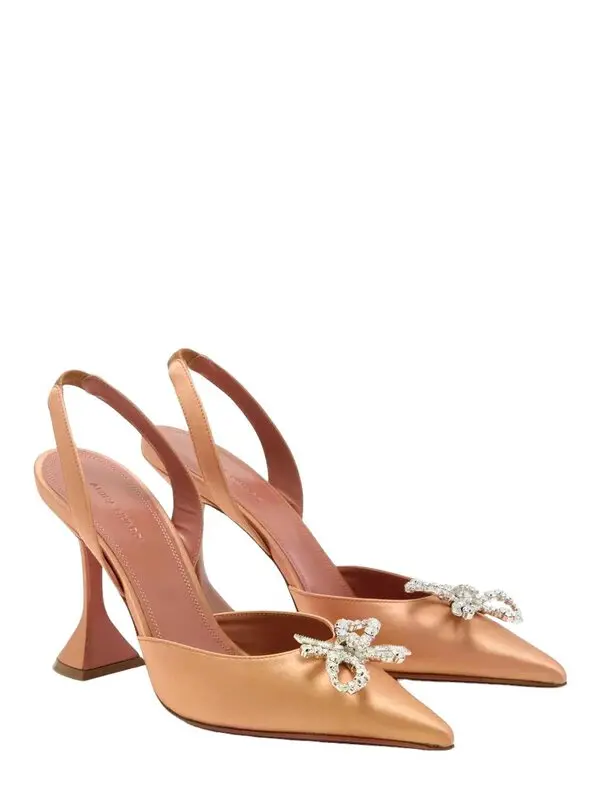 Amina Muaddi Rosie Crystal-bow Slingback Pumps - Brown