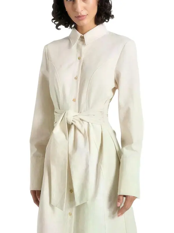 Manière De Voir Fern Tie-waist Midi Shirt Dress - Neutrals
