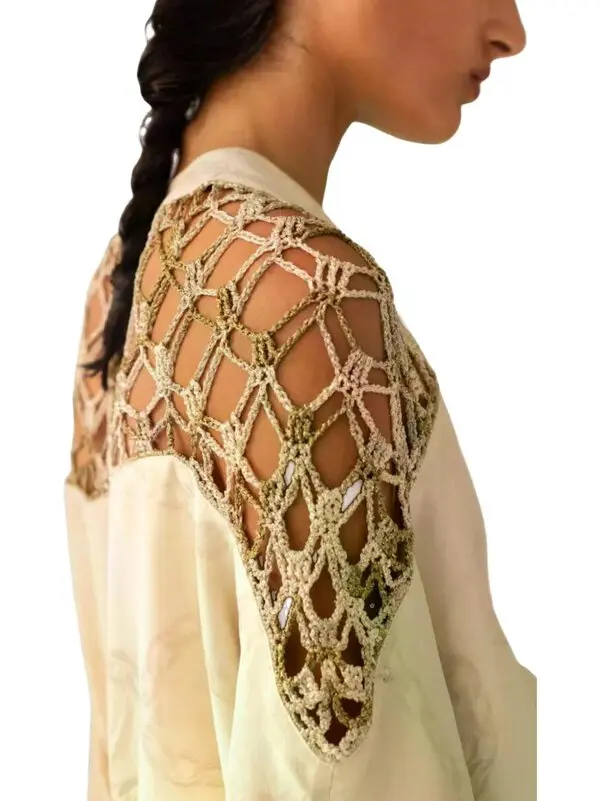 SADH Crochet-panel Chain-print Mini Dress - Neutrals