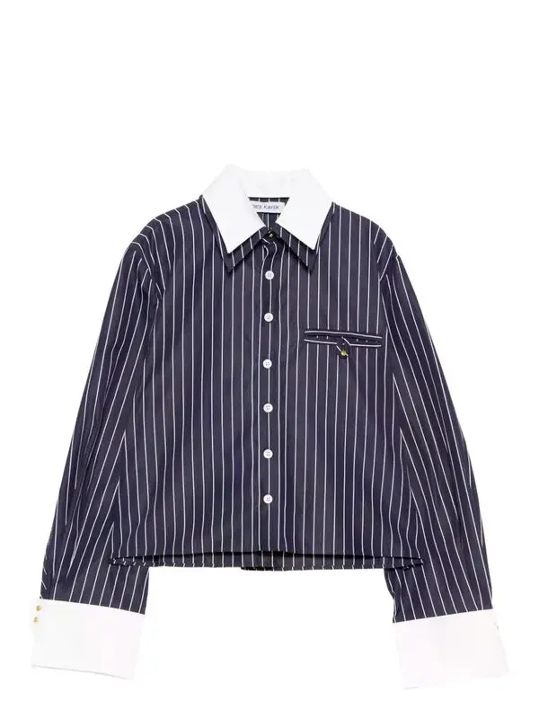 Dice Kayek Pinstriped Contrast-collar Shirt - Blue
