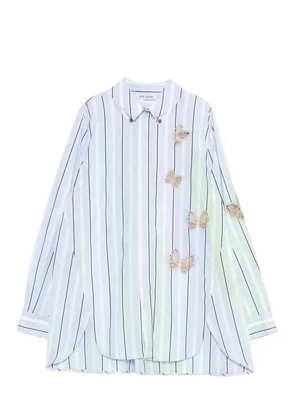 Dice Kayek Butterfly Embroidered Striped Shirt - Blue