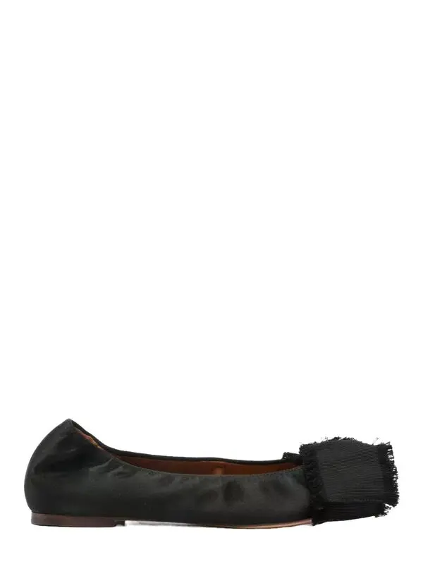 LANVIN Calf Leather Bow Ballet Flats - Black