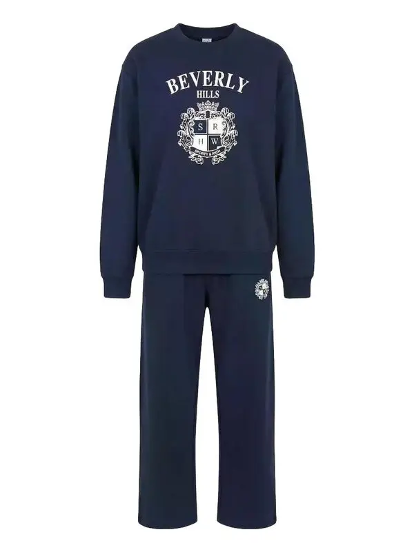 SPORTY & RICH Wide Logo-print Track Pants - Blue
