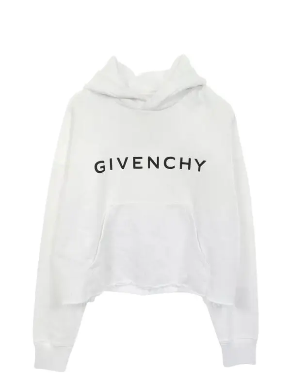 Givenchy Cropped Logo Print Hoodie - White
