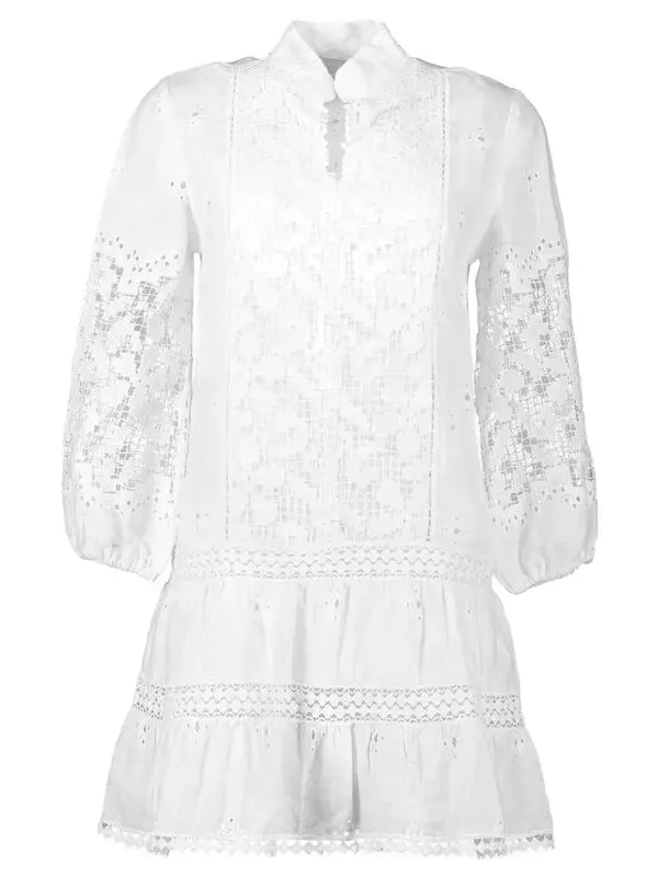 Temptation Positano Olivina Lace-embroidered Mini Dress - White