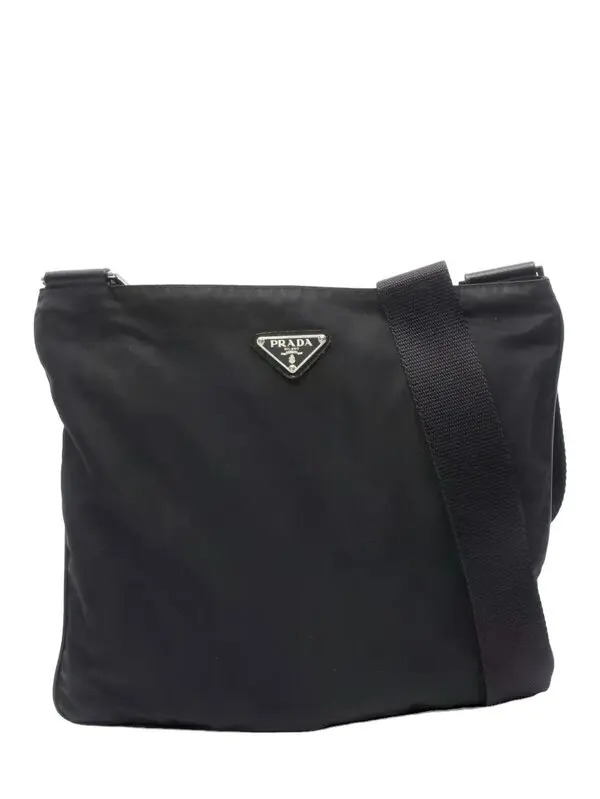 Prada 2000s Leather-trimmed Shoulder Bag - Black