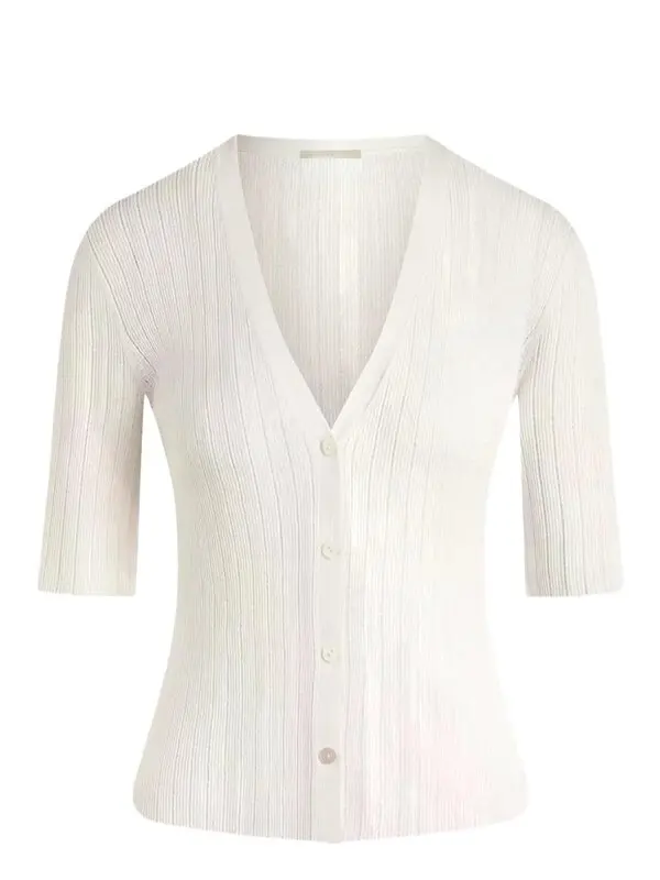 12 STOREEZ Lattice Short-sleeve Cardigan - White